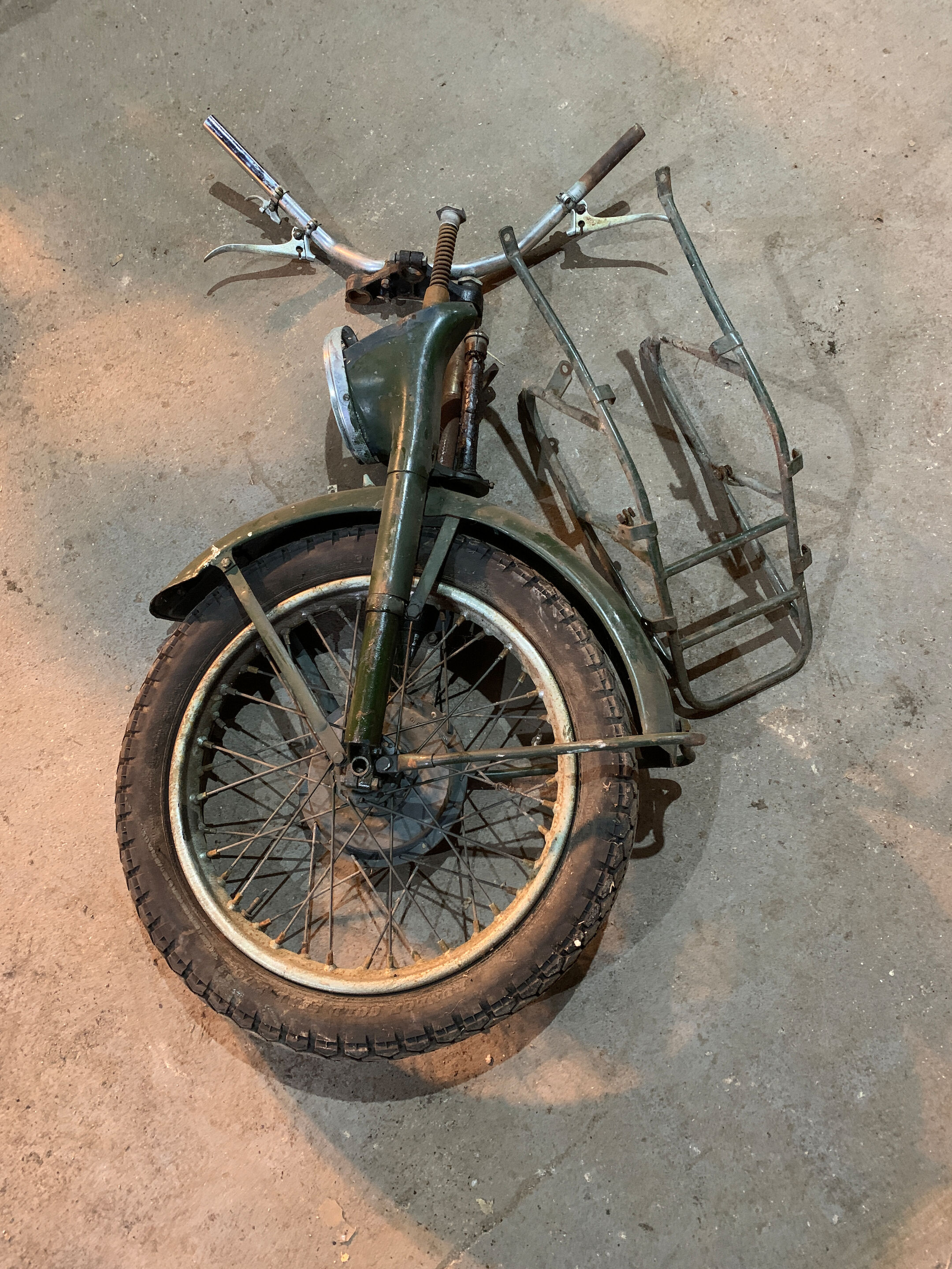 Bonhams Cars : A set of Triumph TRW forks and front wheel