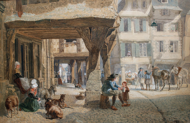 Bonhams : Samuel John Hodson (British, 1836-1908) A market square in ...