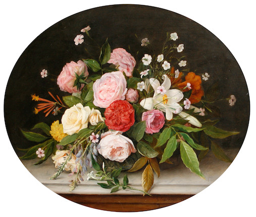 Bonhams : Giovanni Estienne (Italian, born 1870) Still life of roses ...