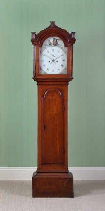Bonhams : An early 19th Century oak-cased 8-day painted dial longcase ...