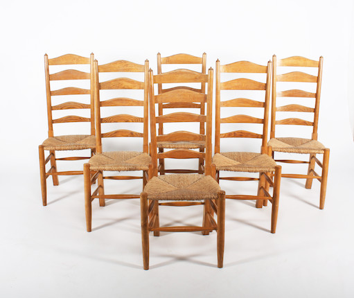 Bonhams : A golden oak dining room suite, designed by the Leach family ...