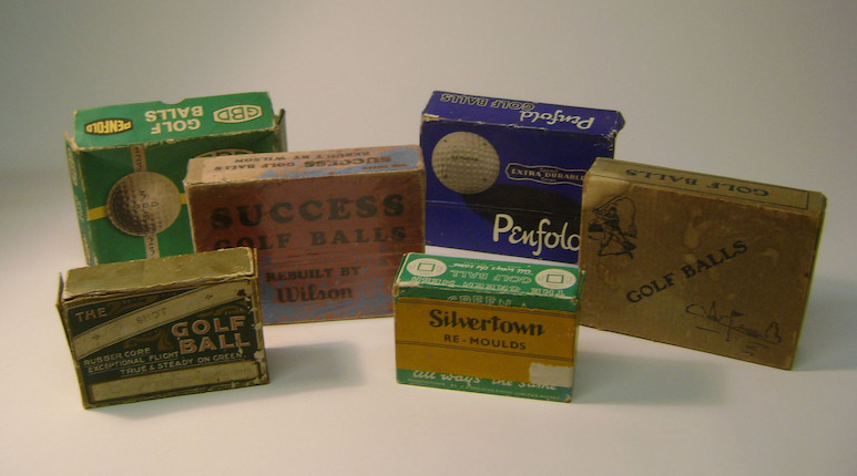 Bonhams : A collection of 18 empty golf ball boxes