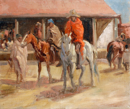 Bonhams : Allerley Glossop (South African, 1870-1955) Basuto horsemen ...
