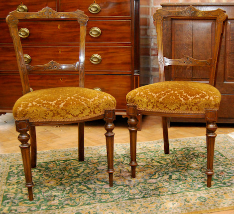 Bonhams : A set of six late Victorian walnut parlour chairs