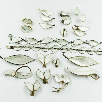 Bonhams : A collection of Norwegian David-Anderson white enamel jewellery