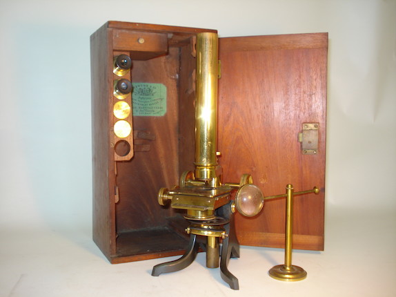 Bonhams : A brass compound monocular microscope, English, late 19th ...