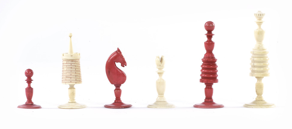 Bonhams : A Washington Pattern ivory chess set, England, circa 1780,