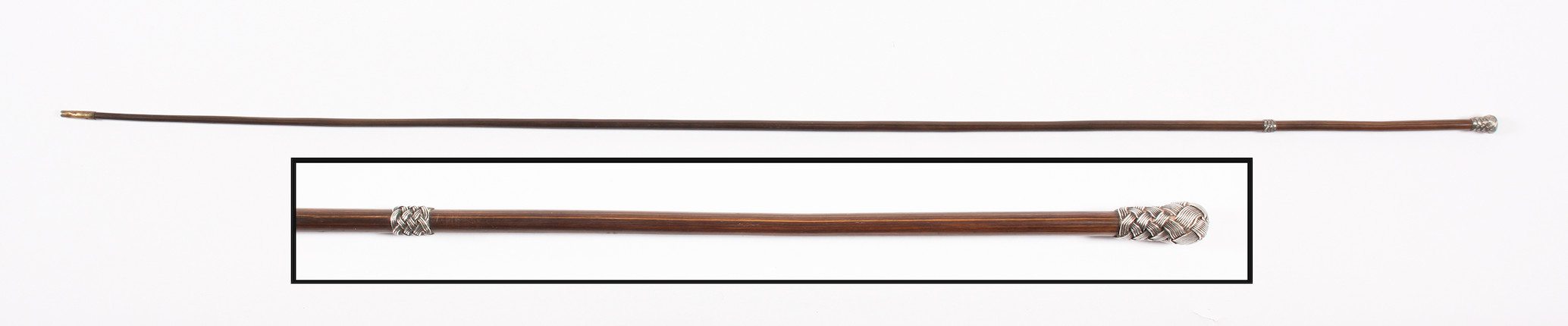 Bonhams A Late Victorian Silver Knotted Wire Mounted Walking Cane Of