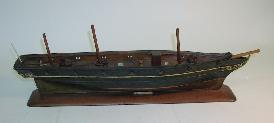 Bonhams : A 19th century model of a 10 gun sloop. 23x4x7in (58.5x10x18cm)