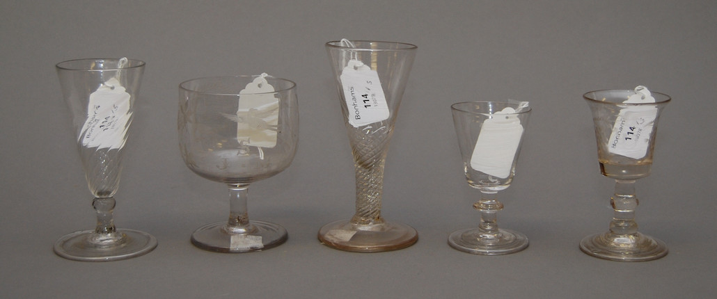 Bonhams Five Various 18th19th Century Drinking Glasses