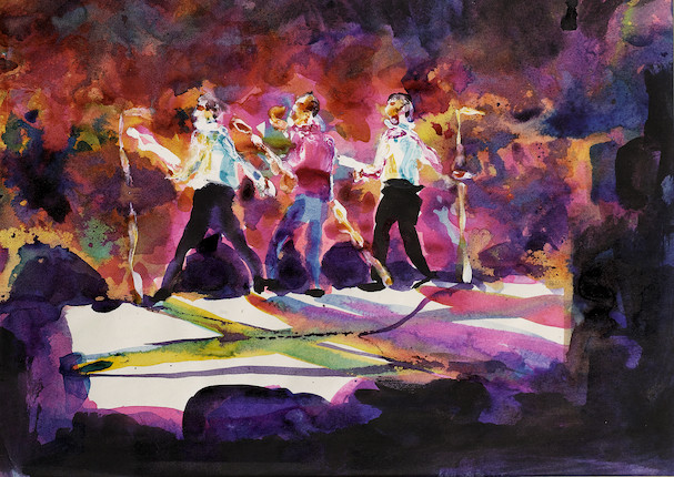 Bonhams : Ray Lowry an original sketch of the Clash onstage during 1979 ...