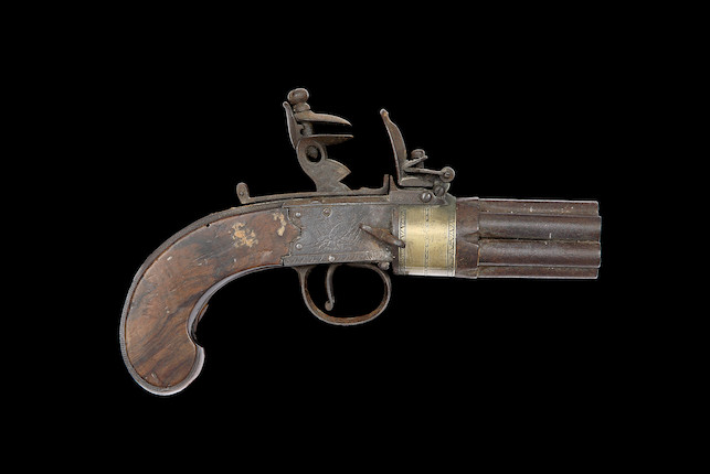 Bonhams : A Rare 140-Bore Seven-Barrelled Flintlock Box-Lock Pepperbox ...