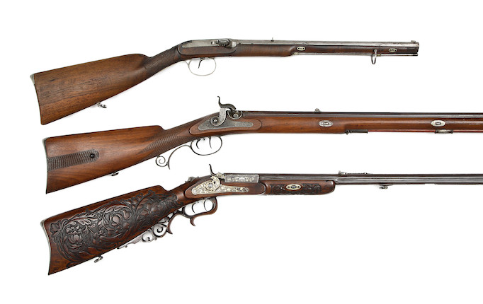 Bonhams : A Continental 120-Bore Side-Hammer Percussion Saloon Rifle