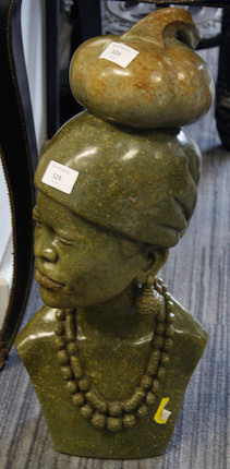 Bonhams : Nicholas Tandi, carved stone sculpture of Shona Woman