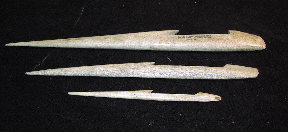 Bonhams : A collection of Inuit bone Harpoon heads, Between 7-14in (18 ...