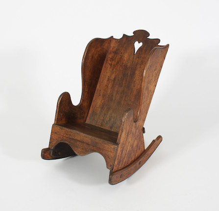 Bonhams : A Victorian alder child's wing-back rocking chair, Welsh