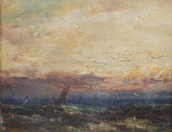 Bonhams : James Clark (British, 1858-1943) Sunset 11.5 x 14cm.