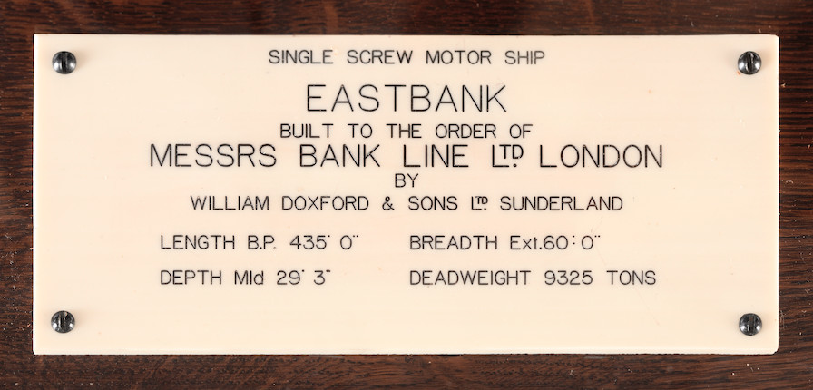 Bonhams : A builder's model of the Bank Line ship MV Eastbank, 1947 ...