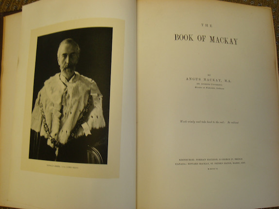 Bonhams : MACKAY (ANGUS) The Book of Mackay, FIRST EDITION, NUMBER 259 ...