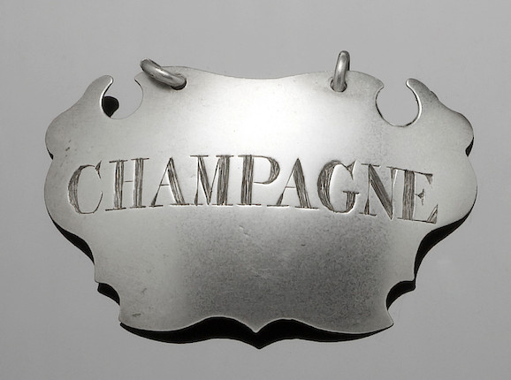 Bonhams : An 18th century silver CHAMPAGNE wine label, stamped with ...