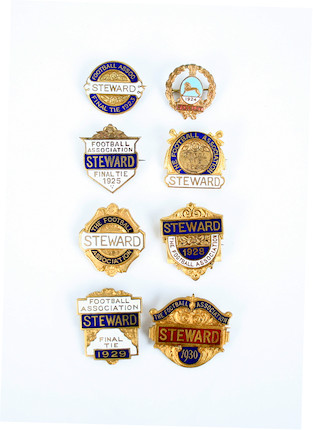 Bonhams : A collection of F.A. Cup final stewards badges including 1923