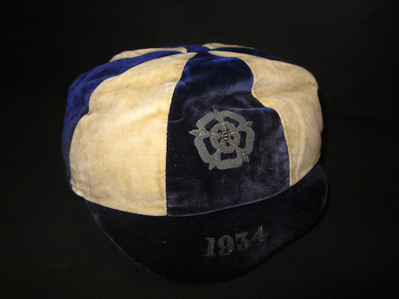 Bonhams : 1934 England International cap awarded to Eric Brook