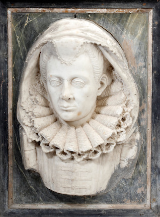 Bonhams : A relief-carved white marble memorial bust plaqueProbably ...
