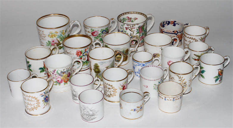 Bonhams : A group of English porcelain mugs 19th century and later