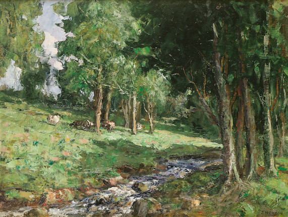 Bonhams : James Humbert Craig (Irish, 1878-1944) Landscape with stream ...