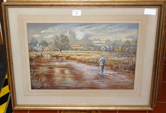 Bonhams : Eric Meade-King (British, born 1911) Fishermen in river ...
