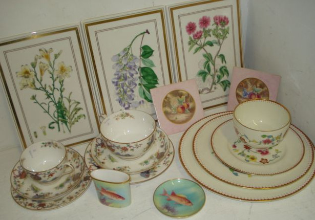 Bonhams : Three Royal Worcester Botanical studies wall plaques ...