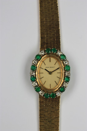 Bonhams : Jean Renet A 9ct gold lady's diamond and emerald set ...