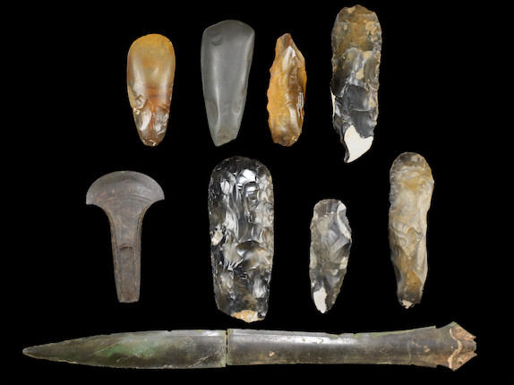 Bonhams : A group of British flint implements and two Bronze Age weapons, 9