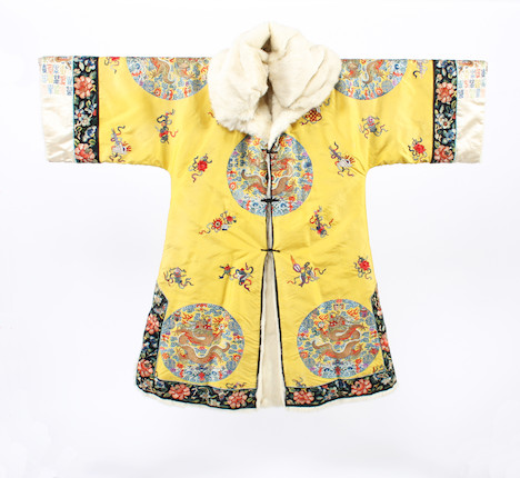 Bonhams : A Chinese late 19th century embroidered silk 'long pao ...