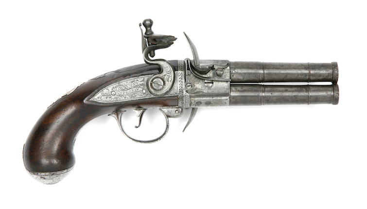 Bonhams : A Rare 54-Bore Flintlock Turn-Over Pistol
