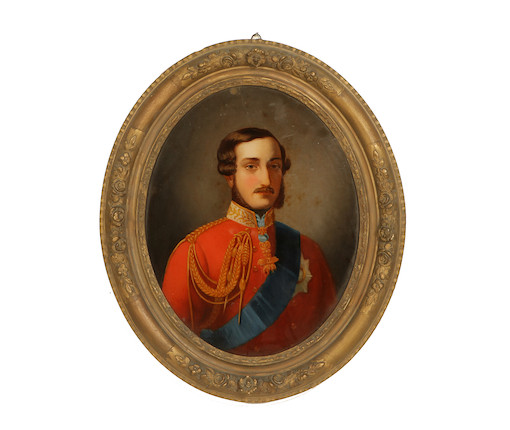 Bonhams : A 19th century reverse glass painting of Prince Albert