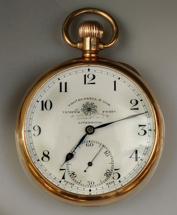 Bonhams : Thomas Russell & Son, Liverpool A 9ct gold open faced pocket ...