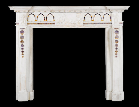 Bonhams : A George III carved statuary white marble and Blue John ...