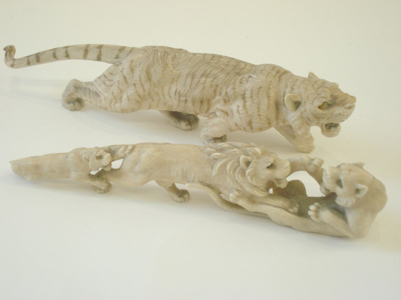 Bonhams : A carved ivory tiger, Meiji,