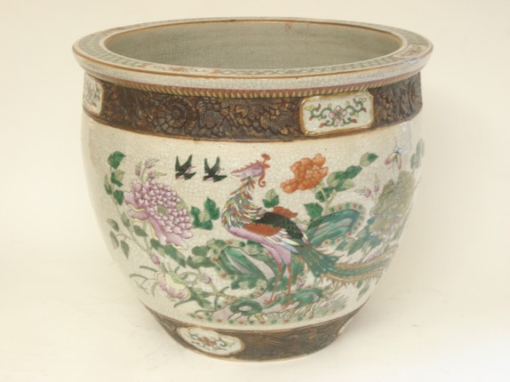 Bonhams : A large famille rose fish bowl Circa 1900
