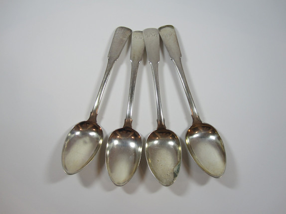 Bonhams : Four tablespoons By John Ewan of Aberdeen, three with three ...
