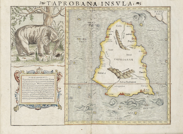 Bonhams : CEYLON - MAPS. MUNSTER (SEBASTIAN) Taprobana insula, hand ...