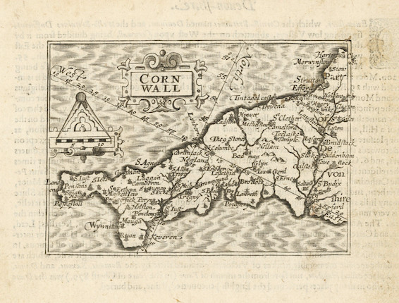 Bonhams : BILL (JOHN) Cornwall, engraved map, 1626