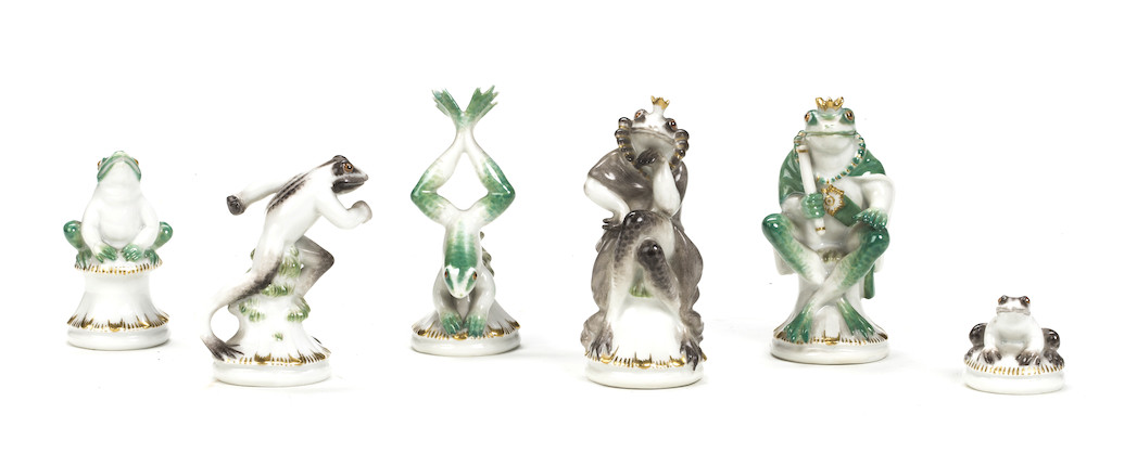Bonhams : A Meissen porcelain frosche frog chess set, designed by ...