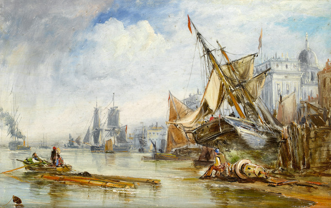 Bonhams : George Chambers Jnr. (British, born 1830) Low tide on the ...