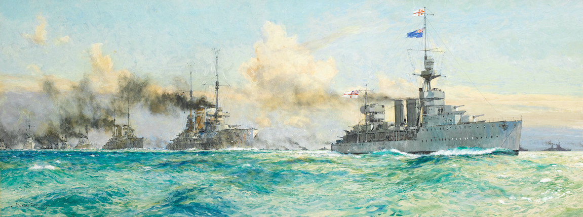 Bonhams : Charles Edward Dixon (British, 1872-1934) H.M.S. Cardiff ...