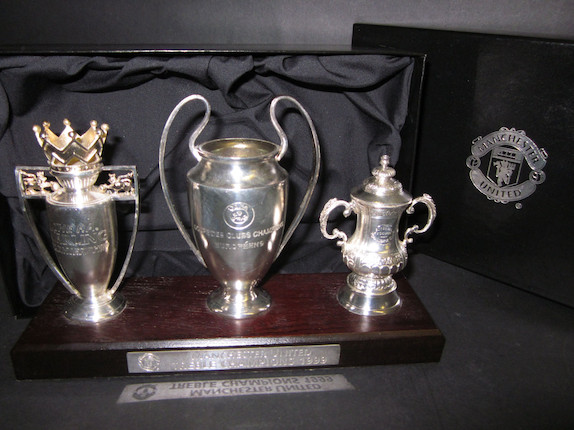 Bonhams : Manchester United Treble winning collection miniature replica ...