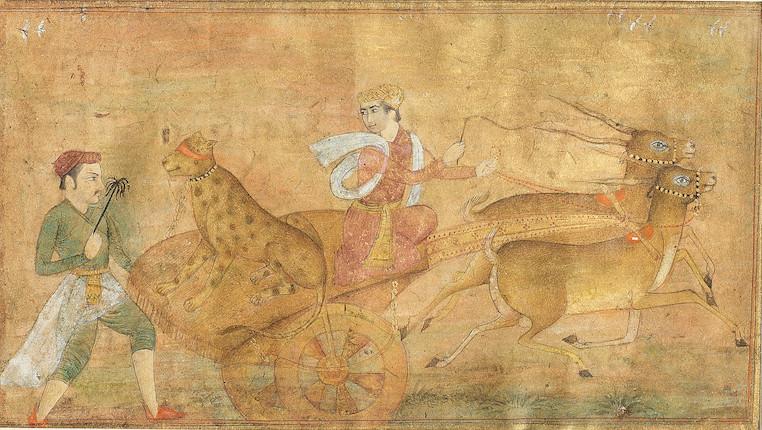 Bonhams : A prince in a chariot with a hunting cheetah, an attendant ...