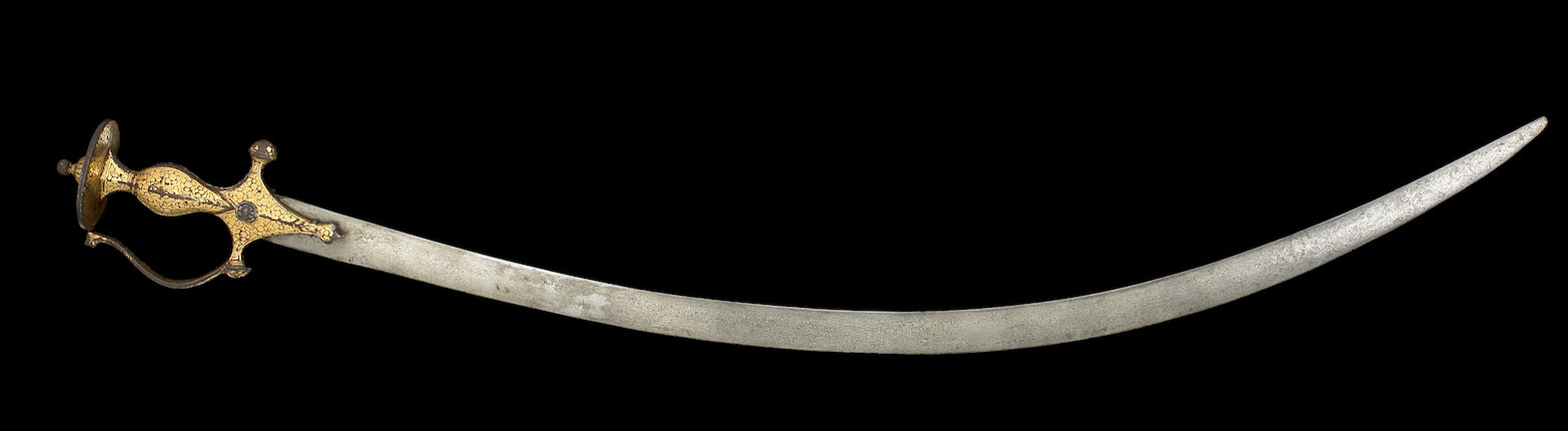 Bonhams : An inscribed gold-damascened Sikh Sword India, early 19th century