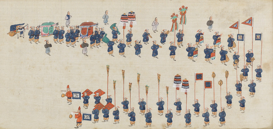 Bonhams : Chinese School. Two Pictures, ink and colour on silk ...